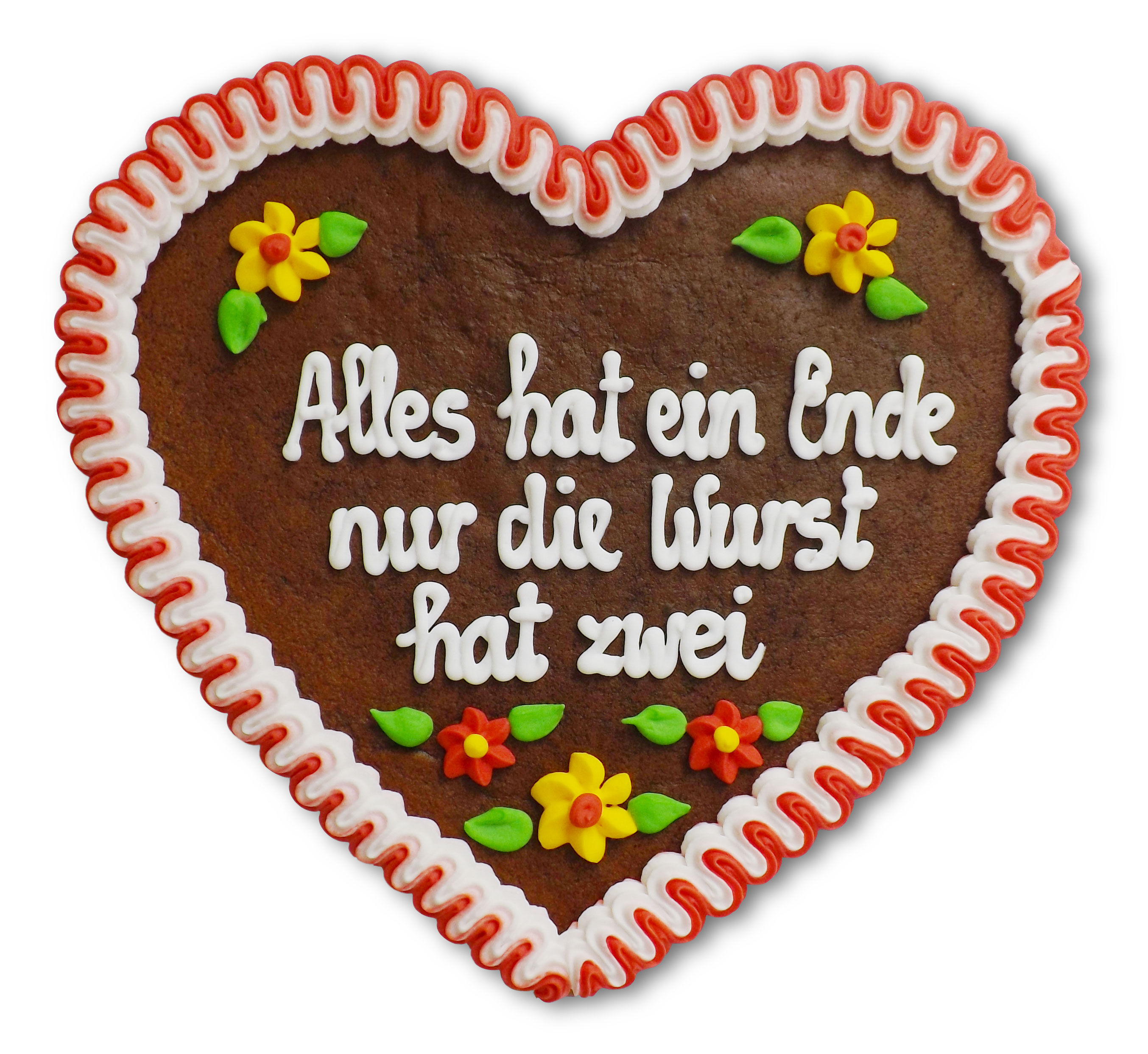 Lebkuchenherz 23cm "Alles hat ein Ende nur die Wurst hat zwei"